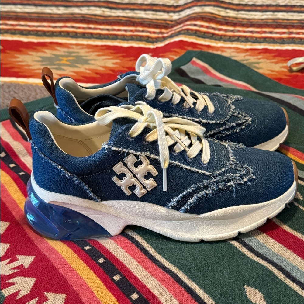 Tory Burch Good Luck Club Trainer, Denim Blue. - Gem